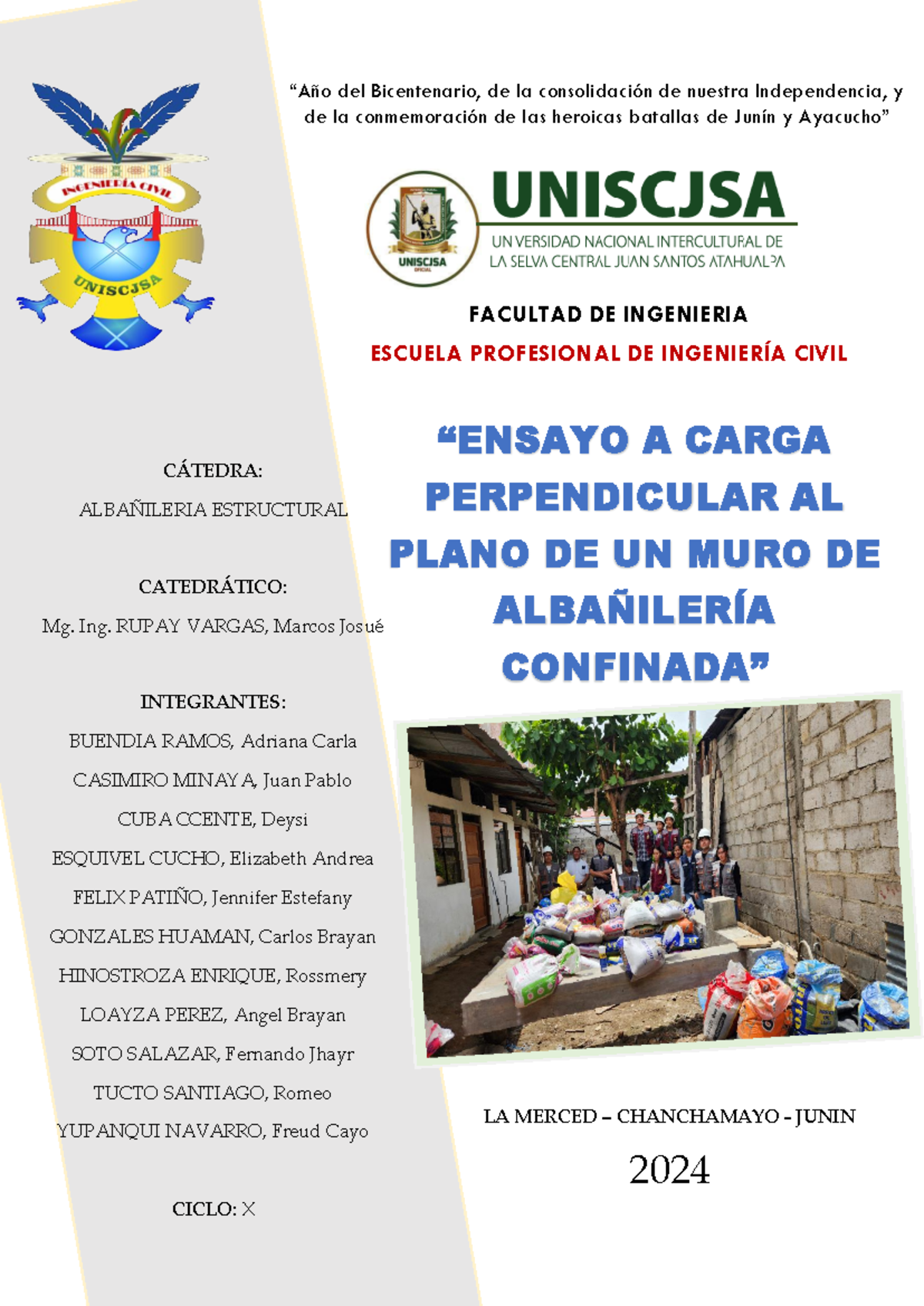 Informe de Ensayo a Carga Perpendicular en Muro de Albañilería ...