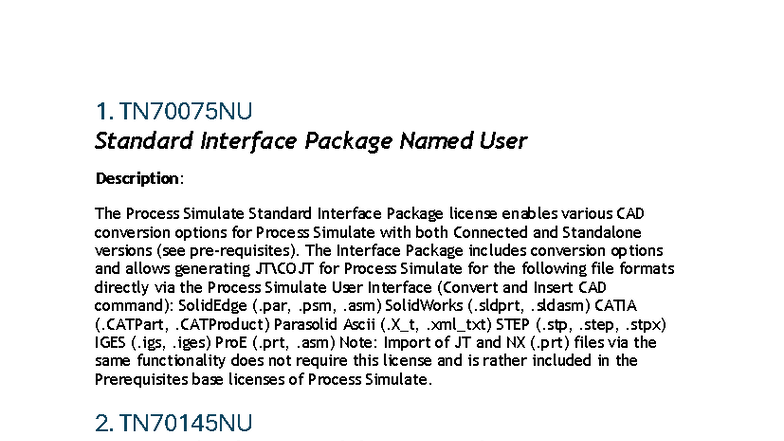 TN70075NU to TN70020NU Process Simulate Overview and Features - Studocu