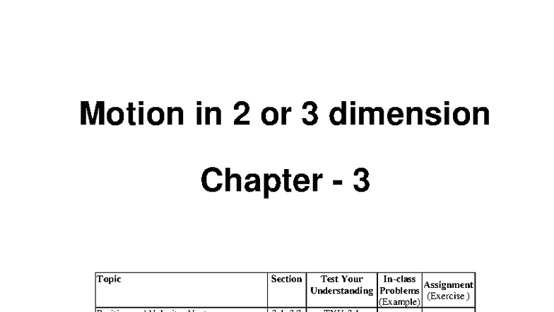 Chapter 3 Lecture Notes: Motion in 2D/3D - Position, Velocity ...