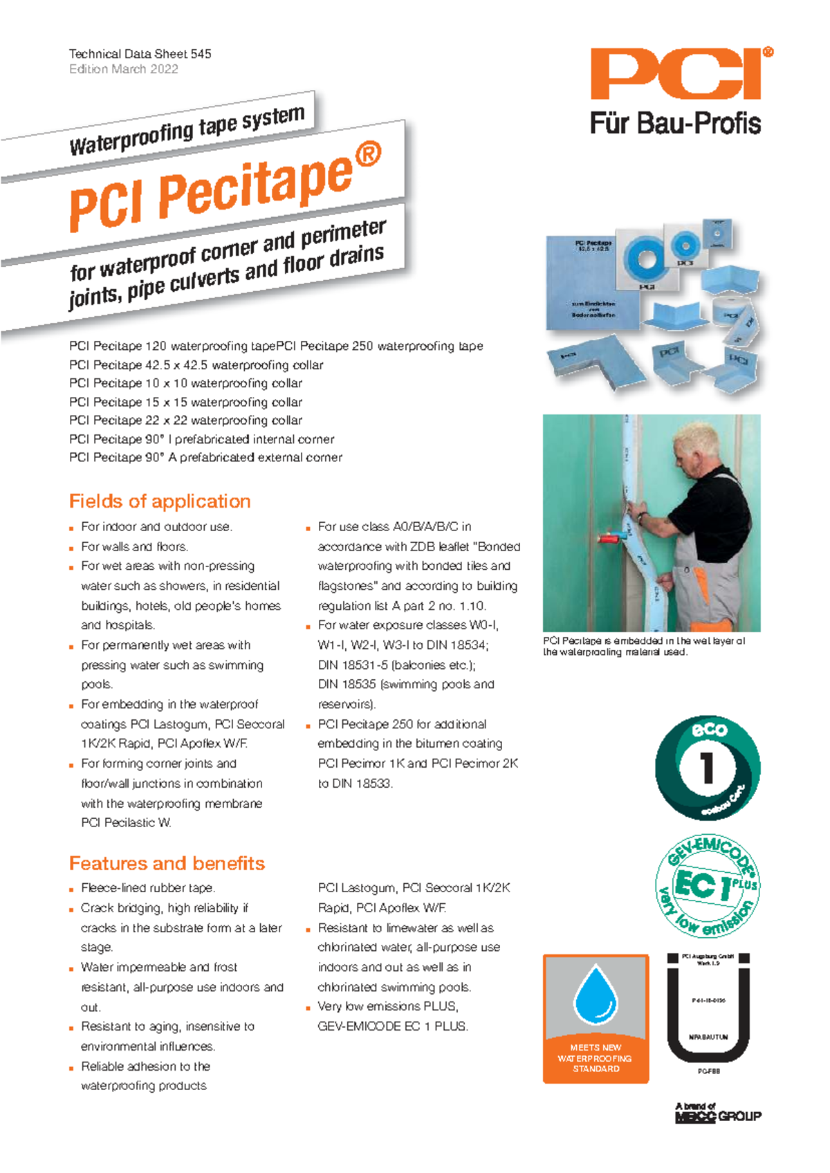 Technical Data Sheet 4-PCI Pecitape® 120 - March 2022 Edition - Studocu