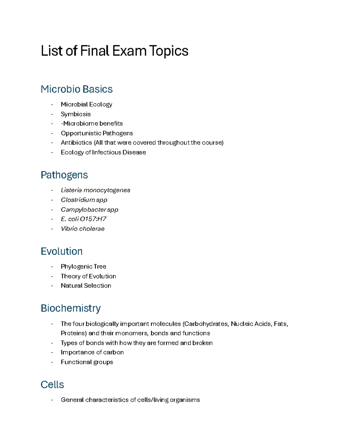 Final Exam Study Guide: Microbiology Concepts (BIO101) - Studocu