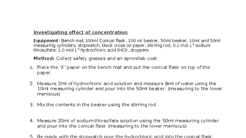 Investigating the Effect of Concentration on Reaction Time: Lab Exp ...