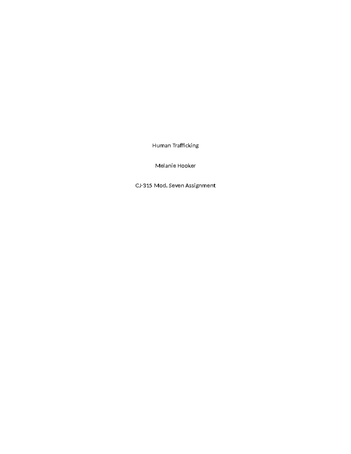 CJ-315 Mod Seven: Human Trafficking Research Project Insights - Studocu