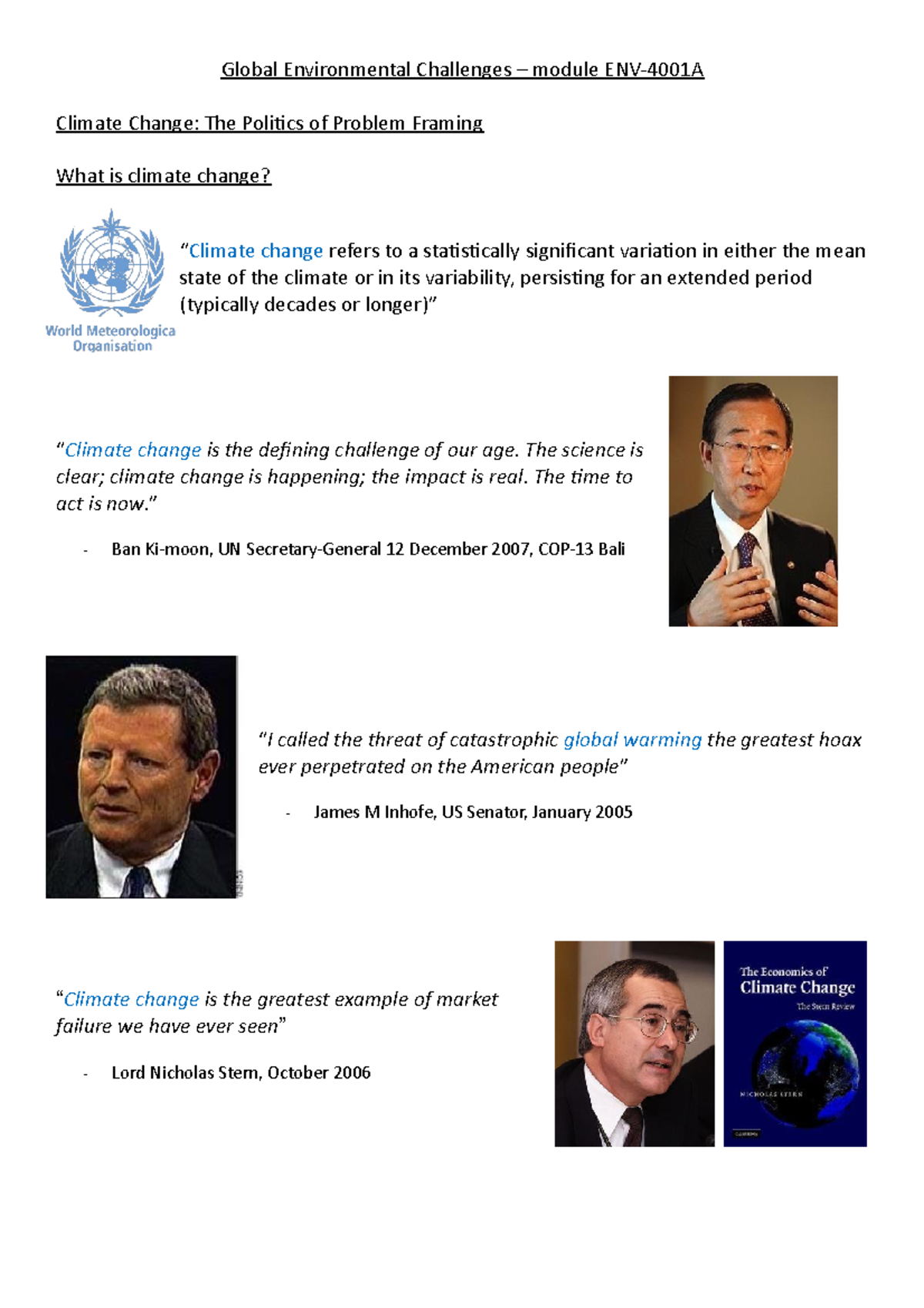 Climate Change - politics of problem framing - Global Environmental ...