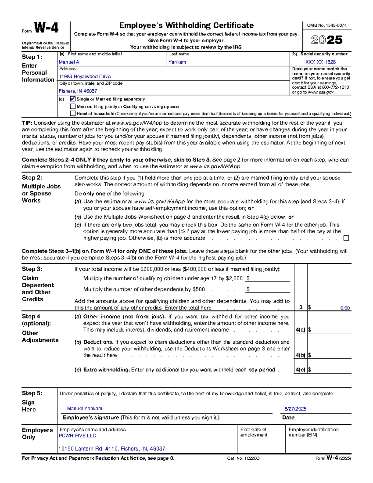 Employee's Withholding Certificate (Form W-4) - IRS 2025 Guide - Studocu