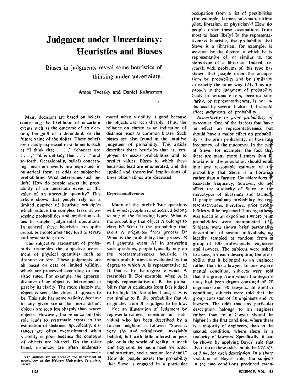 Cognitive Biases and Heuristics in Probability Assessment - Judgment ...