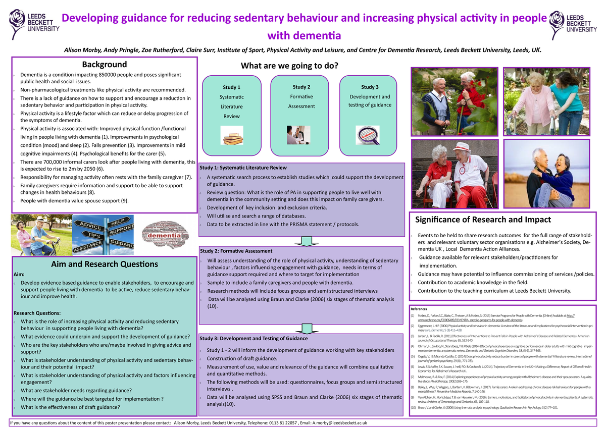 Guidance for Reducing Sedentary Behavior & Increasing PA in Dementia ...