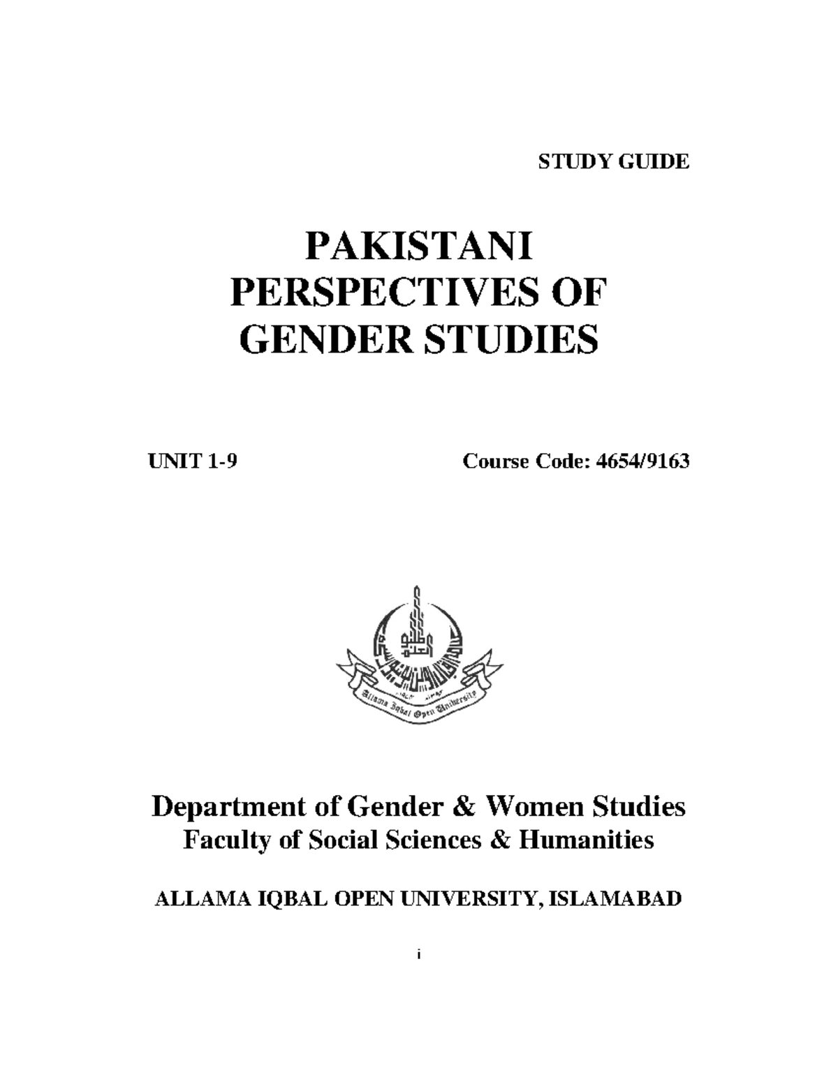 Study Guide: Perspectives of Gender Studies (Unit 9163) - Studocu