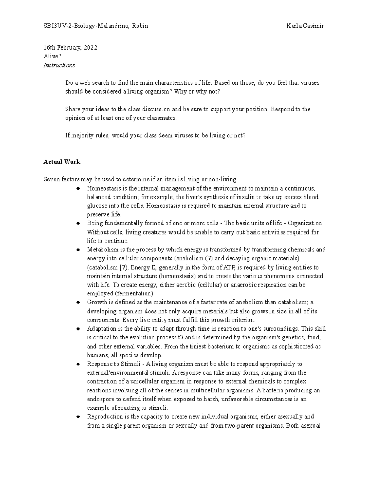 SBI3UV - Biology Alive Notes: The Life Status of Viruses - Studocu