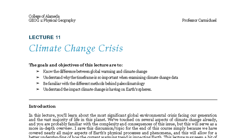 GEOG 1: Physical Geography - Lecture 11: Understanding Climate Change ...