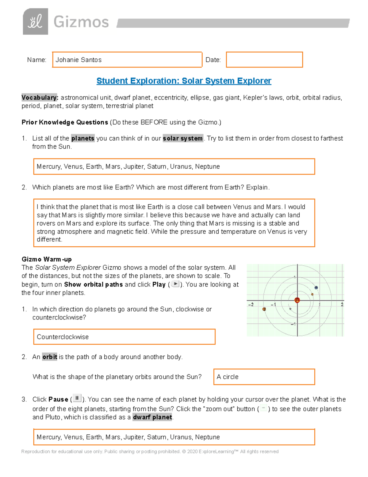 Exploring the Solar System: A Student's Guide to SE Activities - Studocu