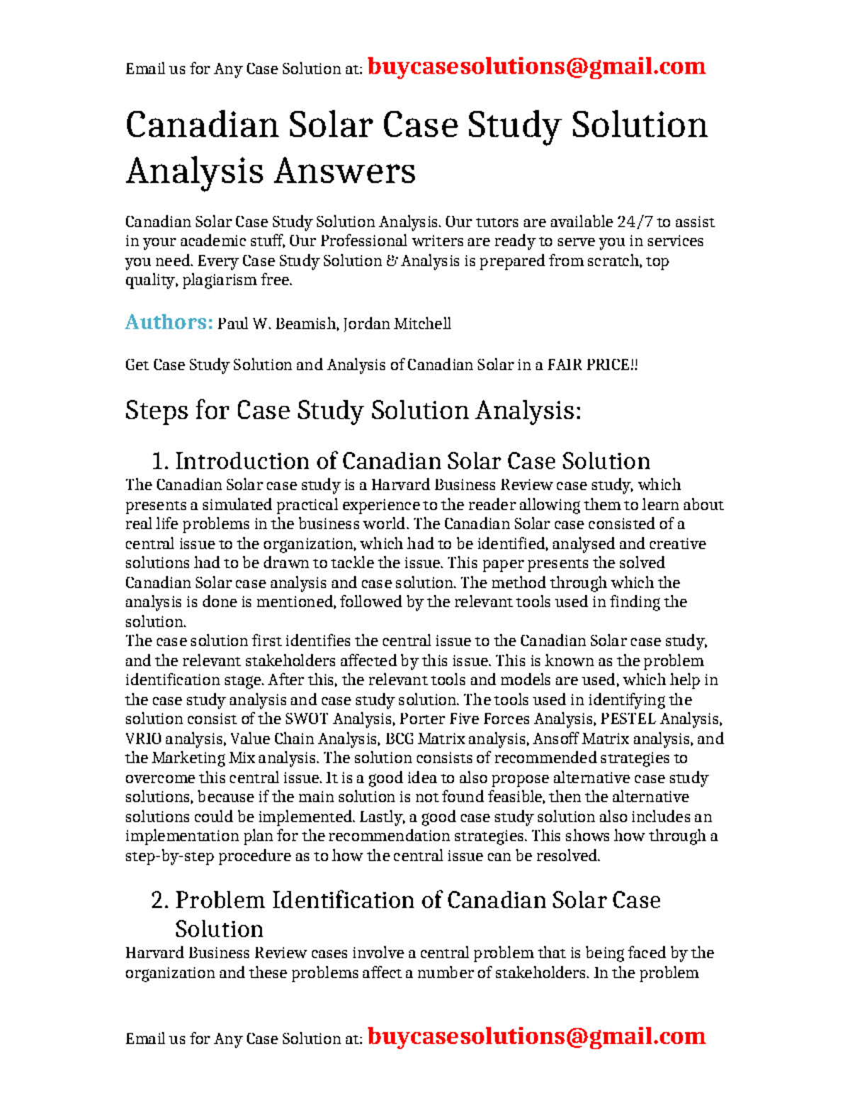 Canadian Solar HBR Case Study Solution & Analysis Summary - Studocu