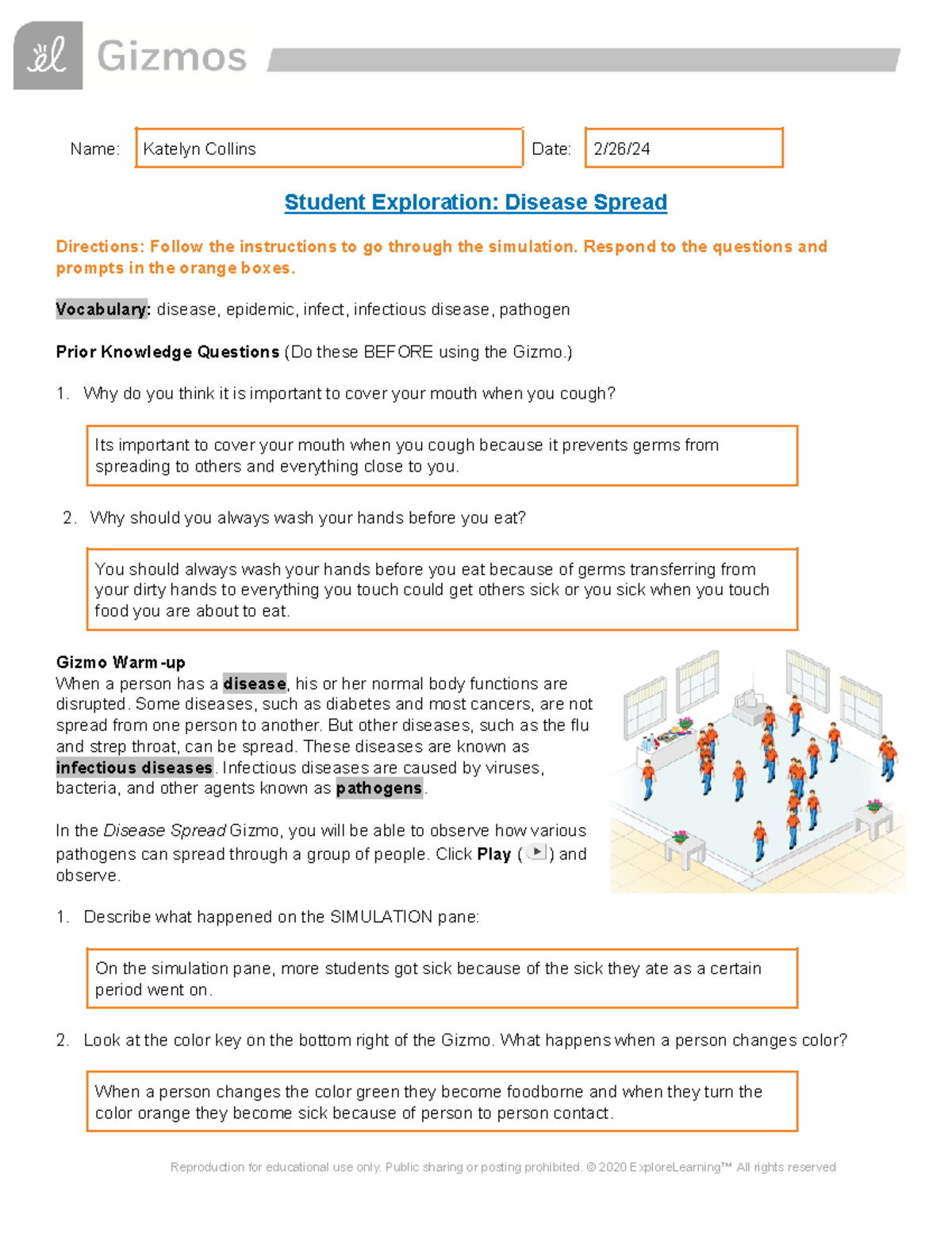 Disease Spread Simulation Exploration Sheet - Kinetics & Pathogens ...
