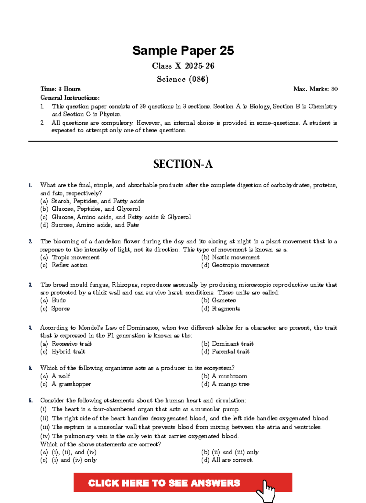 NODIA APP Sample Paper 25 Class X Science (086) - Comprehensive Review ...