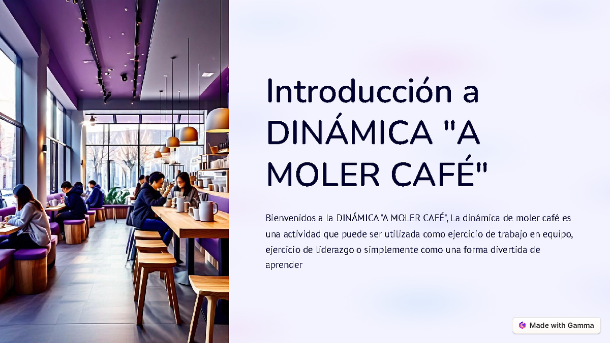 Dinámica "A Moler Café": Actividad de Trabajo en Equipo - Studocu