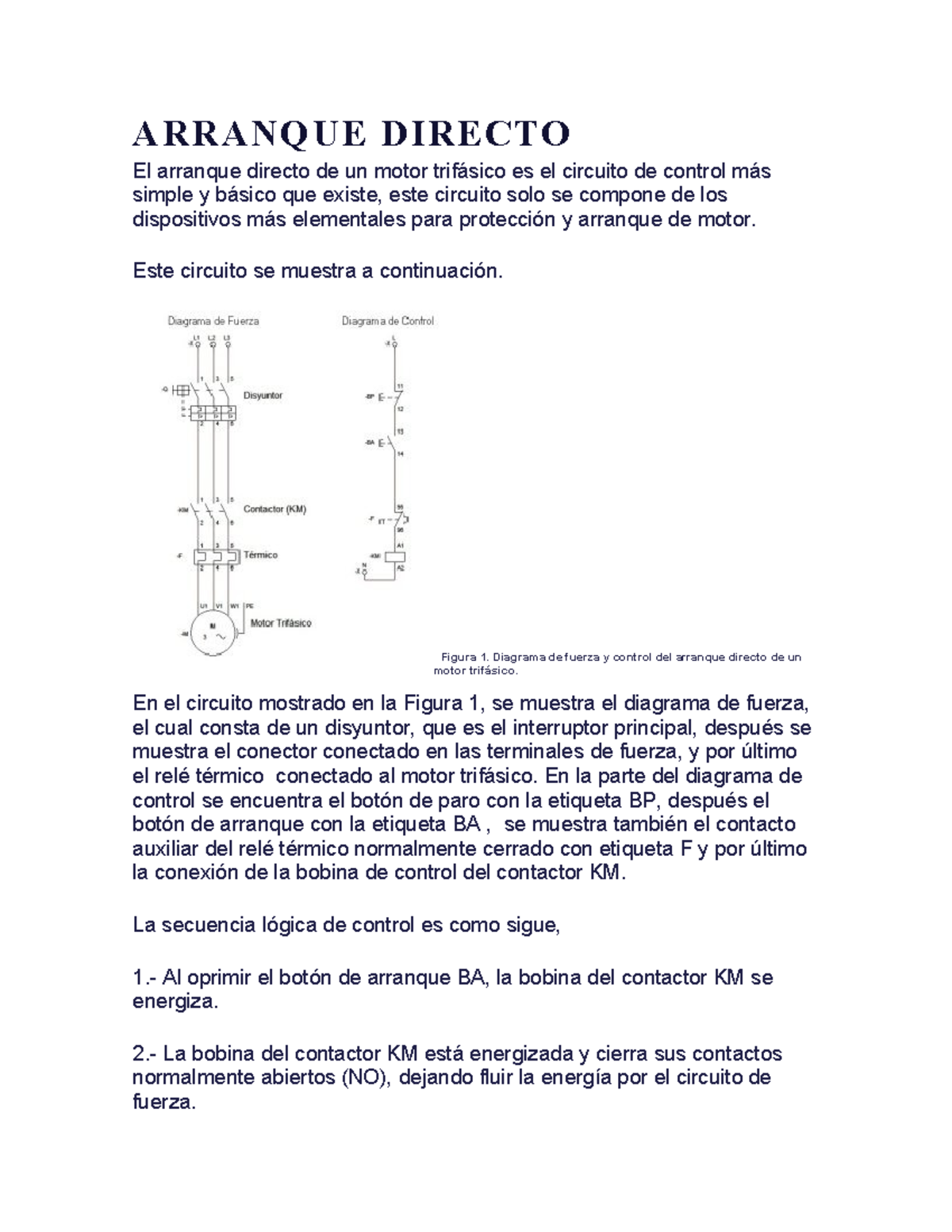 Arranque Directo de Motor Trifásico: Diagrama y Funcionamiento - Studocu