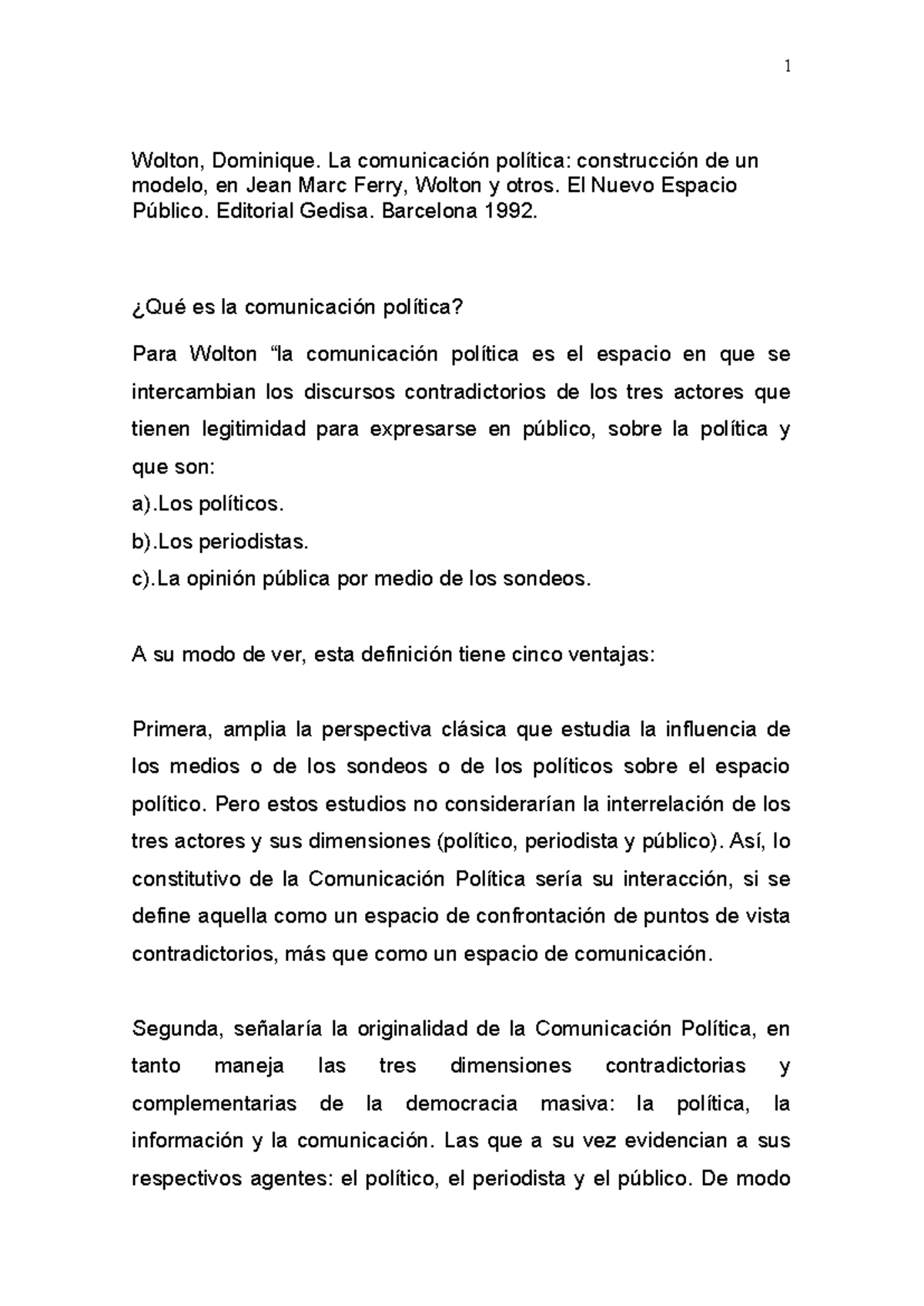Wolton y la Comunicación Política: Análisis del Modelo Democrático ...