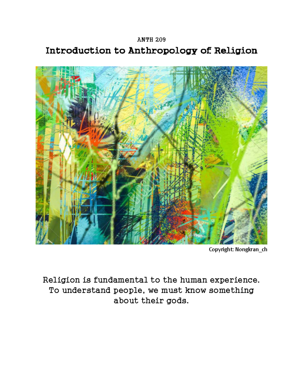ANTH 209 Syllabus: Introduction to Anthropology of Religion (Winter ...