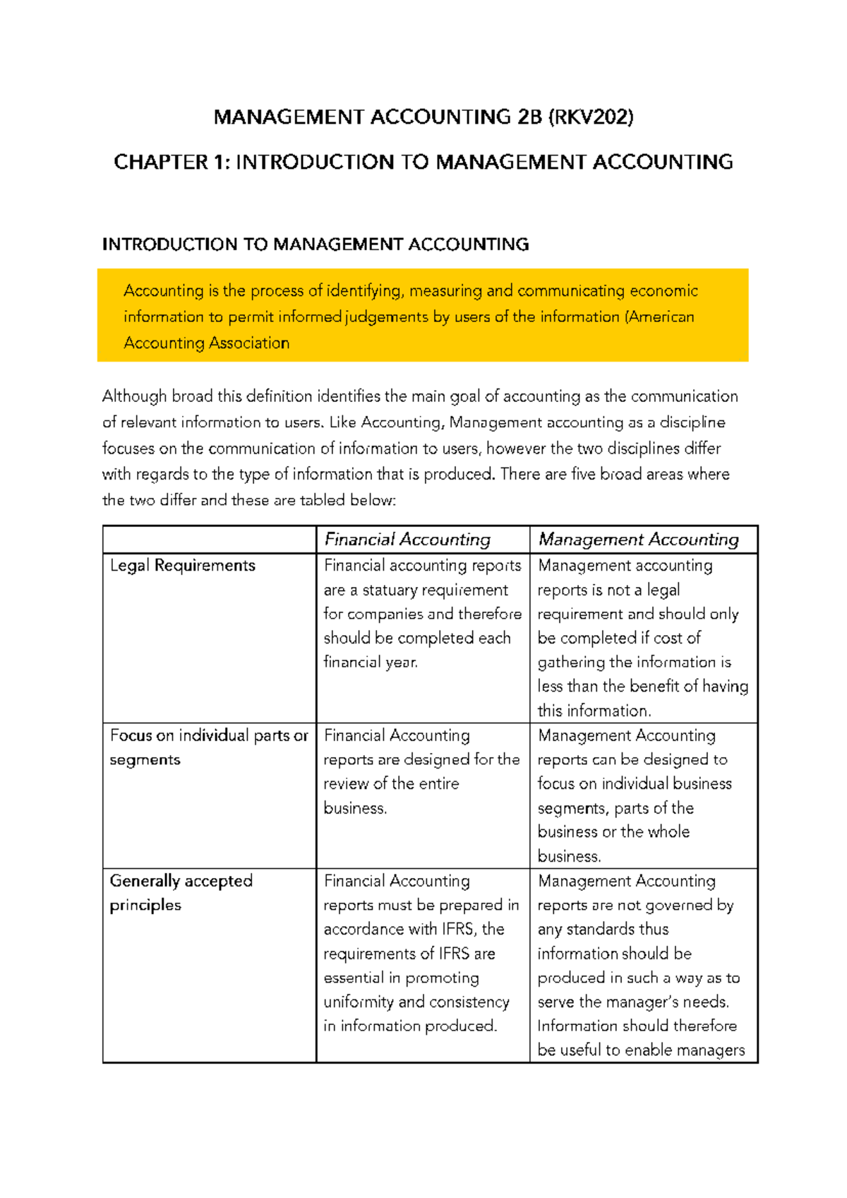Chapter 1: Intro to Management Accounting (MANAGEMENT ACCOUNTING 2B ...