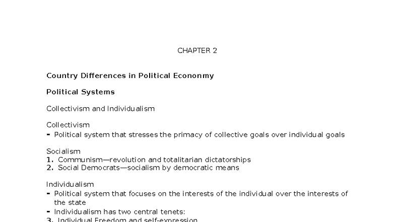 Chapter 2 Lecture Notes: Political Economy & Systems Analysis - Studocu