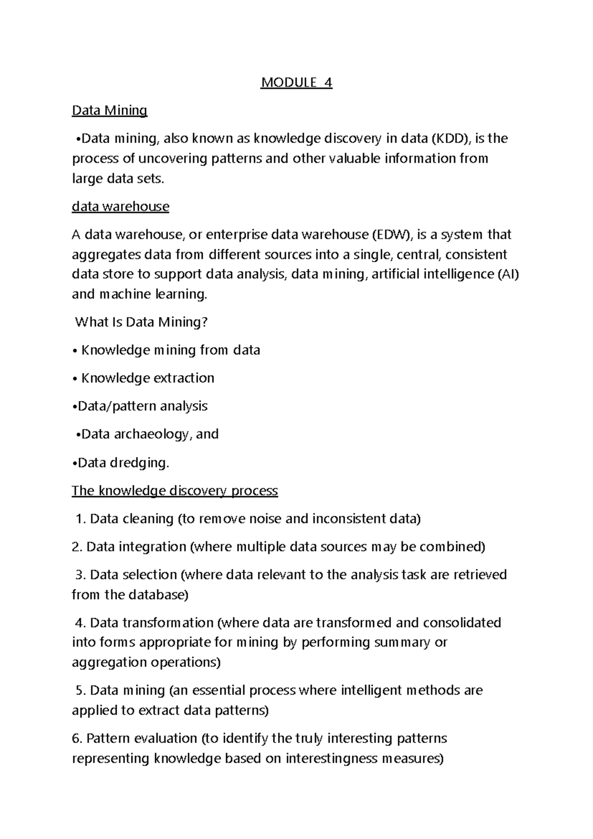 Ds4 - Shahana - Module 4 Data Mining Notes (2019 Scheme) - Studocu