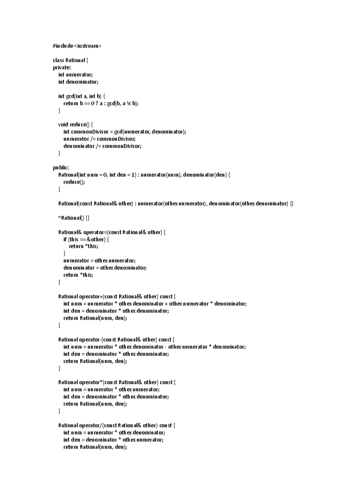 Lab3 - chiến - #include class Rational { private: int numerator; int denominator; - Studocu