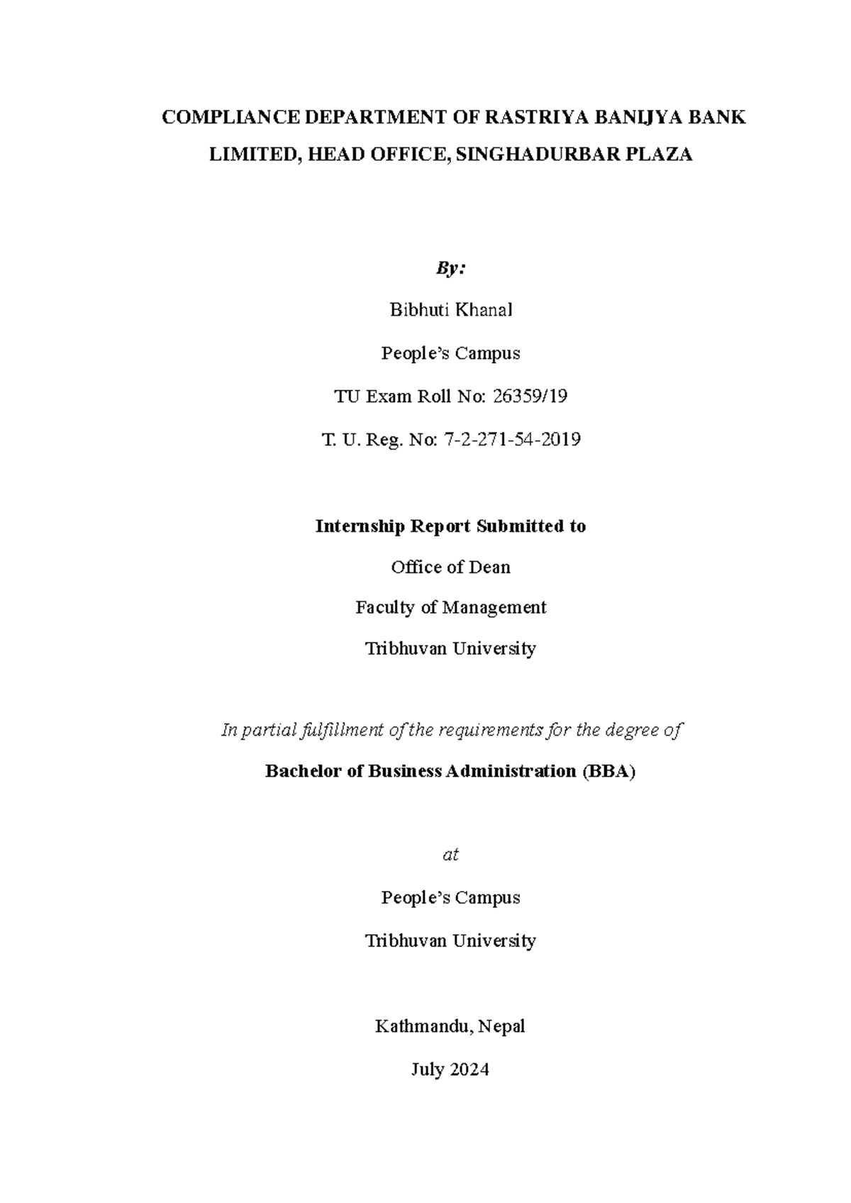 Bivuti report 2222 - very helpful - COMPLIANCE DEPARTMENT OF RASTRIYA ...