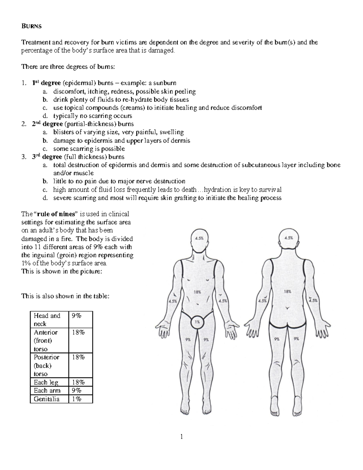 Rule of Nines: Burns Assessment Worksheet for Clinical Application - Studocu