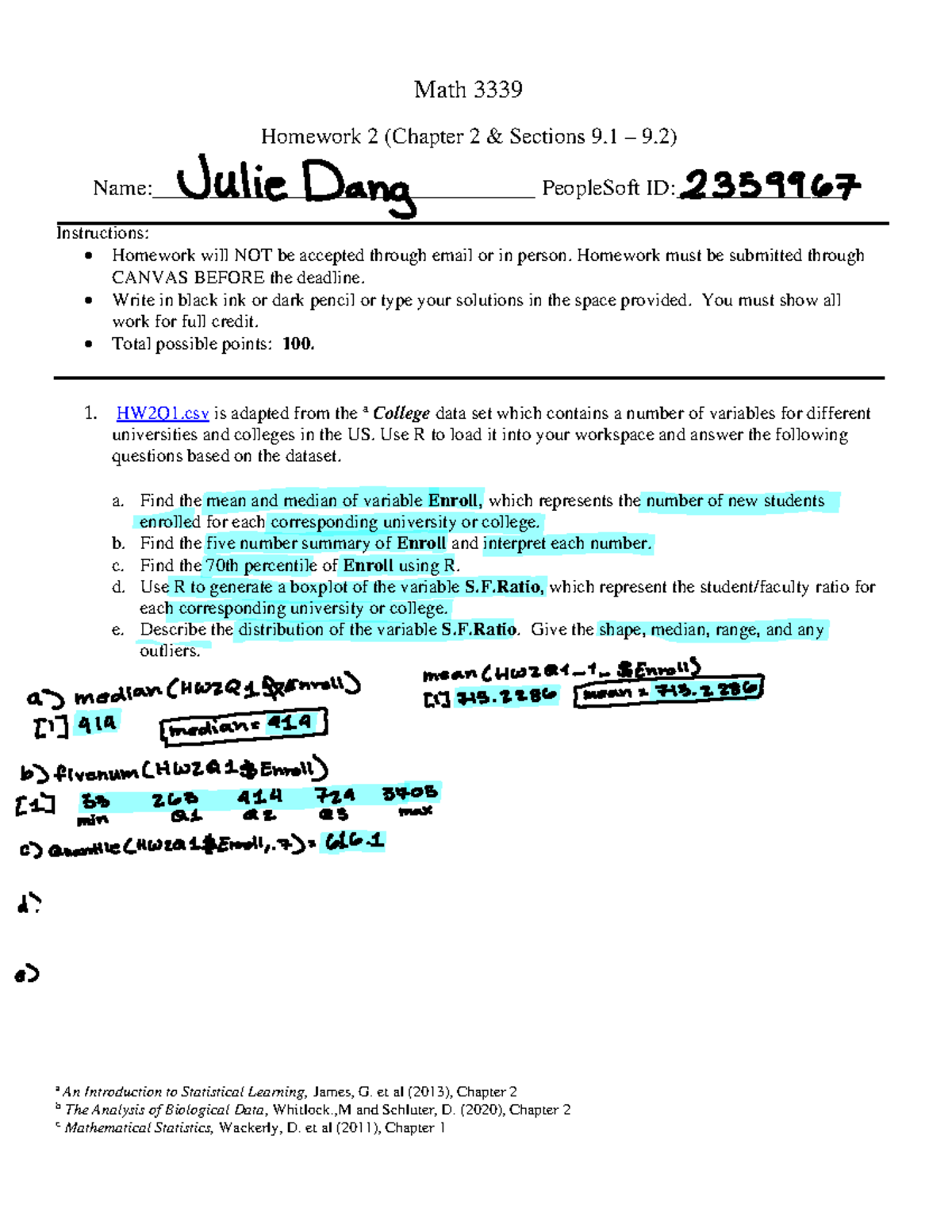 Math Homework 2 (MATH 2025) - Chapter 2 Sections 9.1 & 9.2 Instructions ...