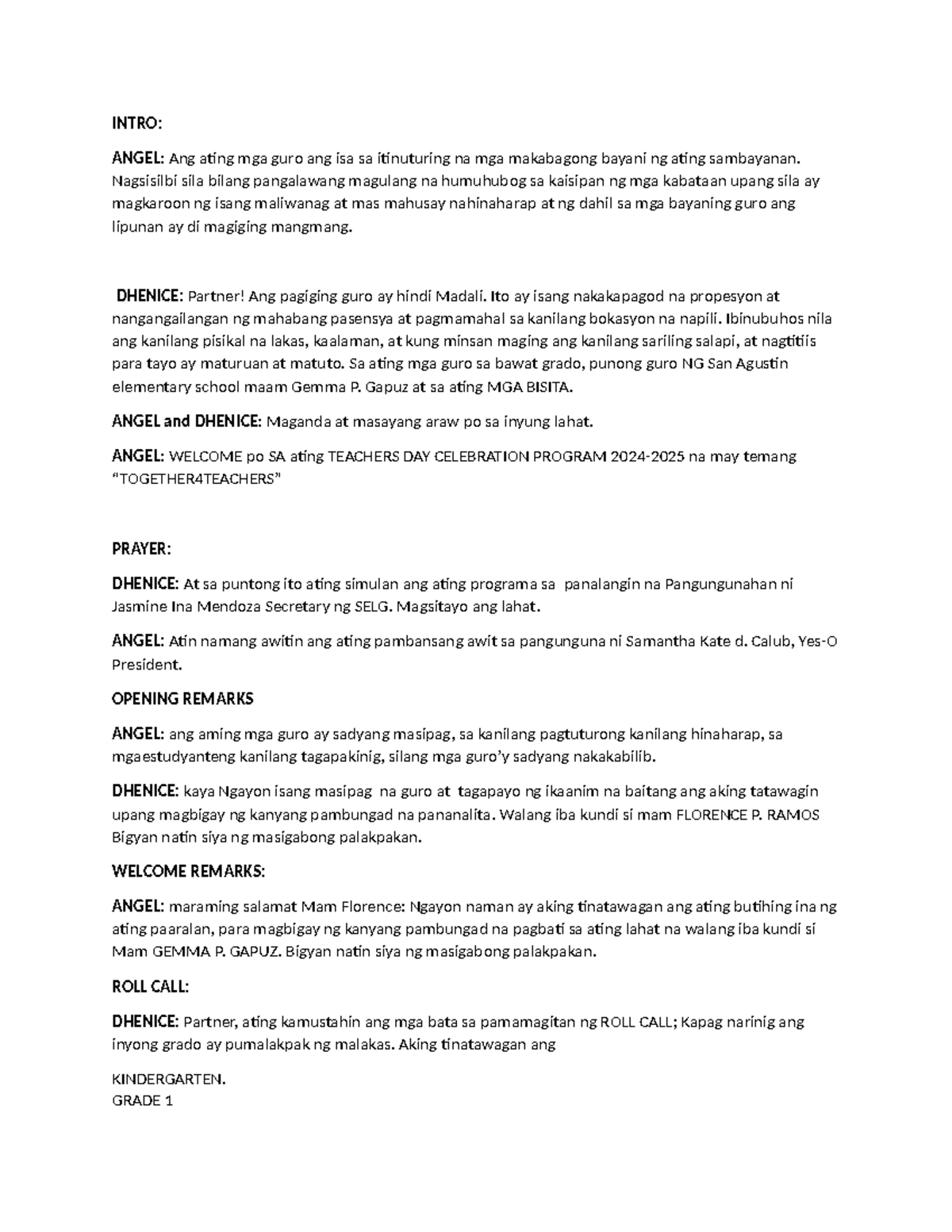 Teachers Day Celebration Script (2024-2025) - Studocu