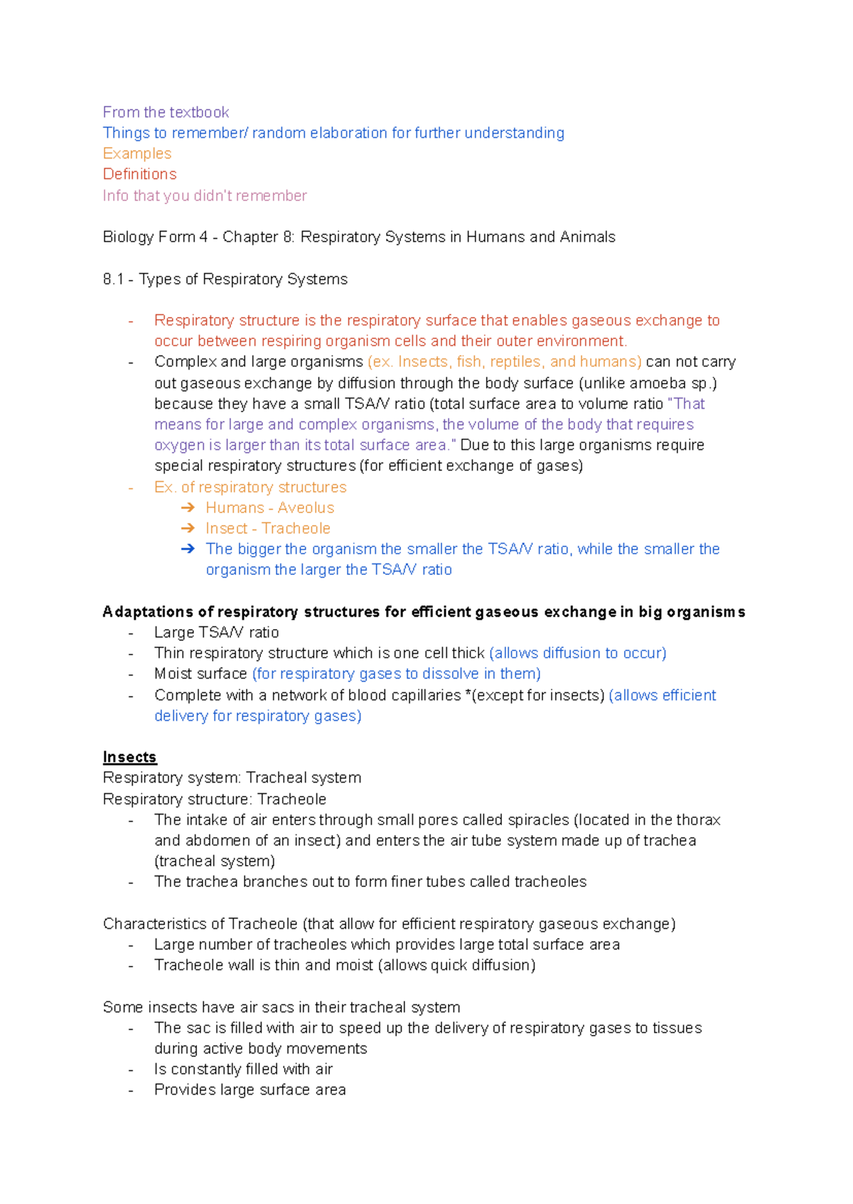 Bio F4- Ch 8 - Respiratory Systems (bio chapter 8 form 4 kssm) - From ...
