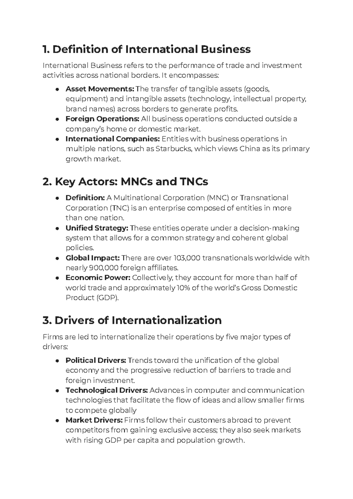 International Business Overview: Key Concepts and Frameworks (IB) - Studocu