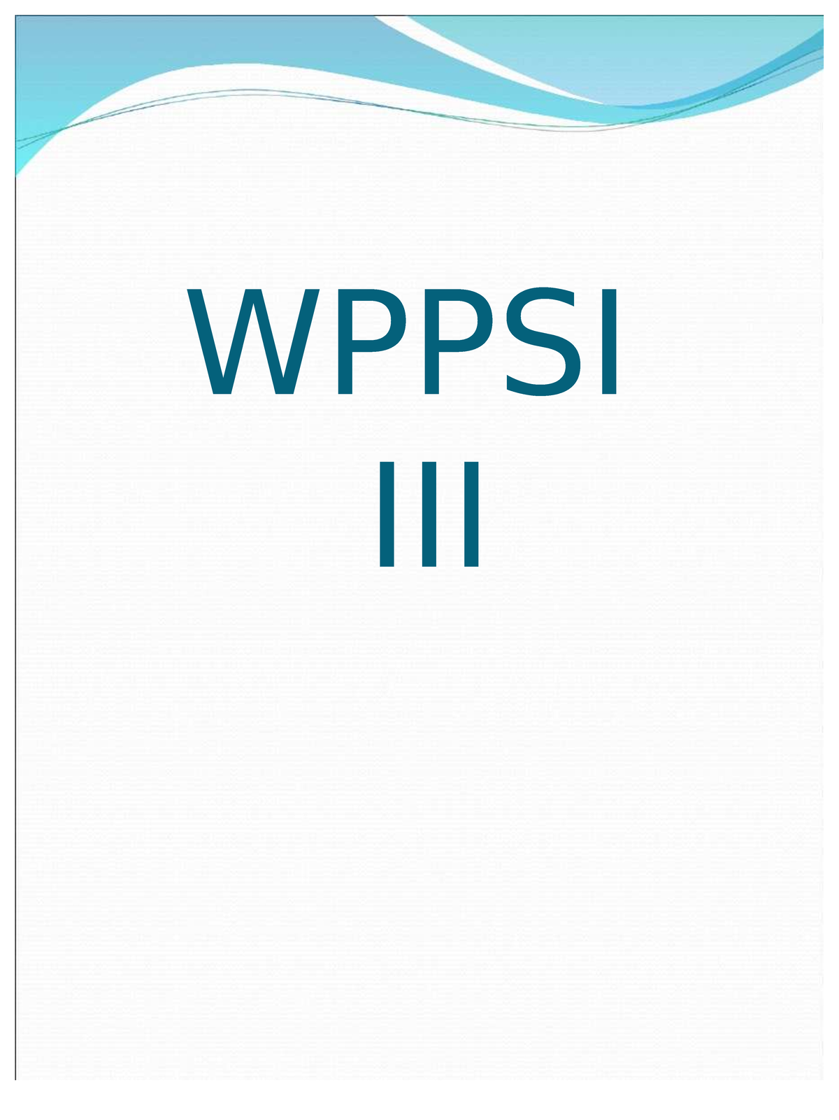 WPPSI-III Evaluación de Inteligencia para Niños de Preescolar y ...