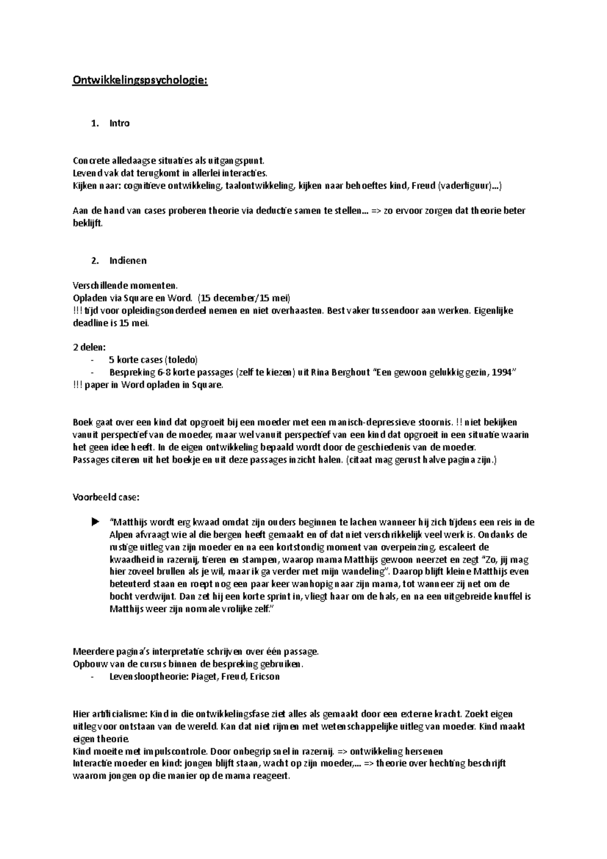 Ontwikkelingspsychologie: Samenvatting Levensloop & Theorieën - Studocu