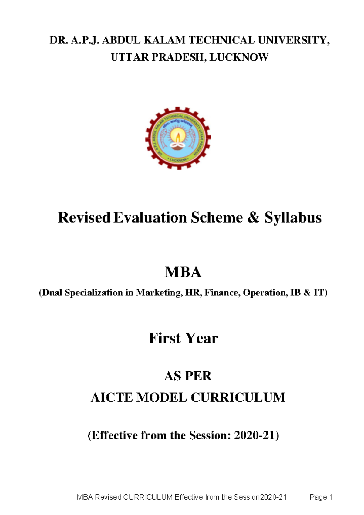 AKTU MBA 2nd Semester Revised Syllabus & Evaluation Scheme - Studocu