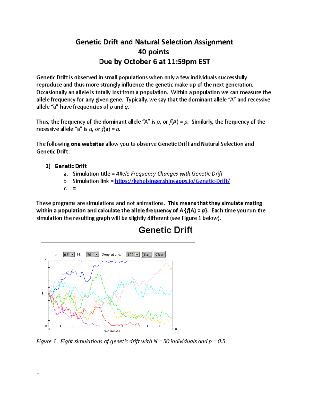 Lab #5: Genetic Drift Analysis & Simulation Results Assignment - Studocu