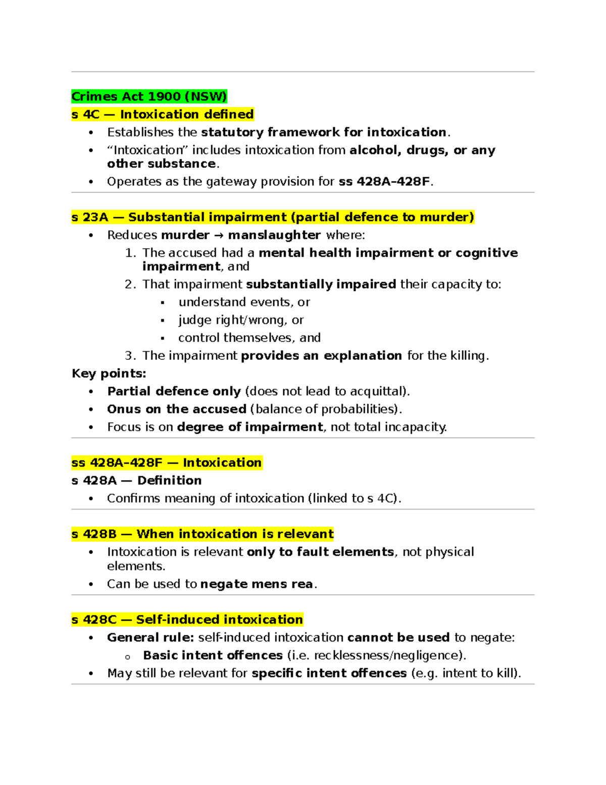 Crimes Act 1900 (NSW) Defences & MHCIFPA 2020 Flowchart Guide - Studocu