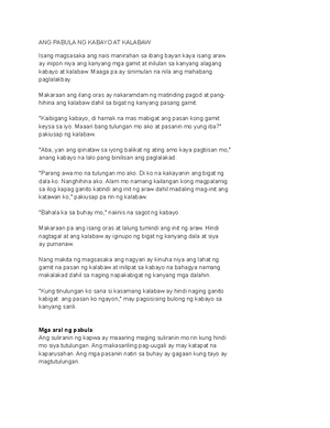 Detalyadong Banghay Aralin sa Filipino Elemento ng Pabula - MASUSING ...