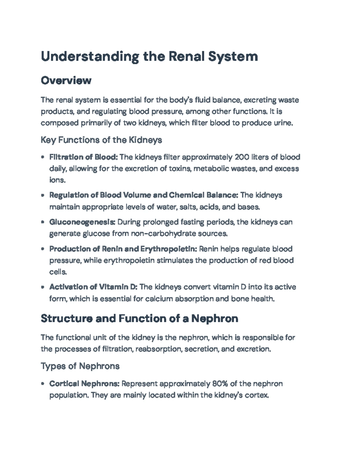 Module 15: The Renal System - Nephron Functions and Mechanisms ...