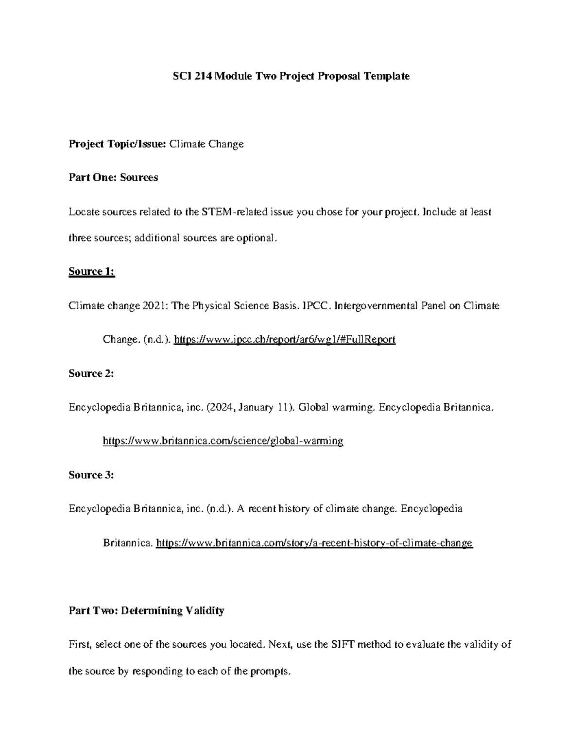 SCI 214 Project Proposal Template: Evaluating Climate Change Sources ...