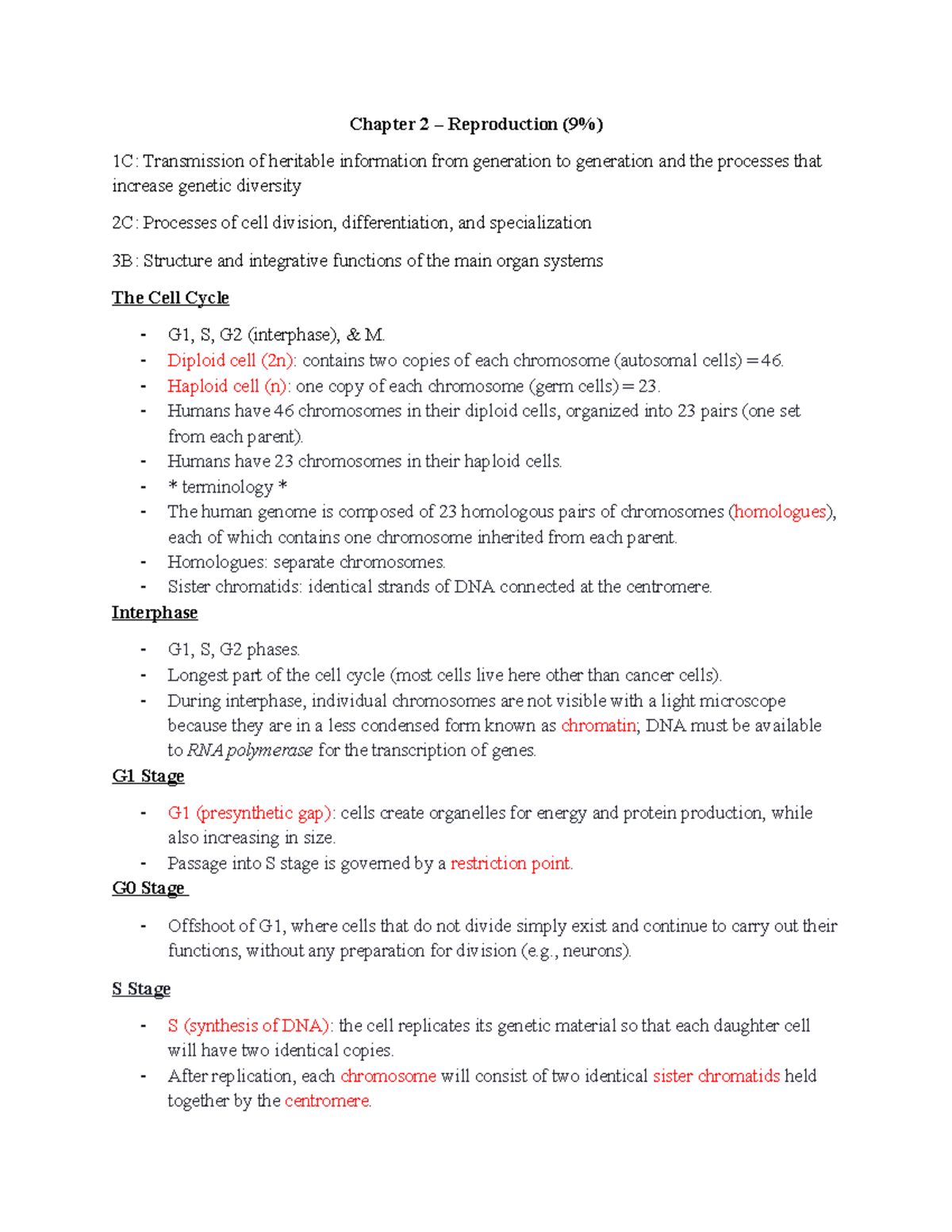Chapter 2 - Reproduction: Genetic Transmission & Cell Cycle Processes ...