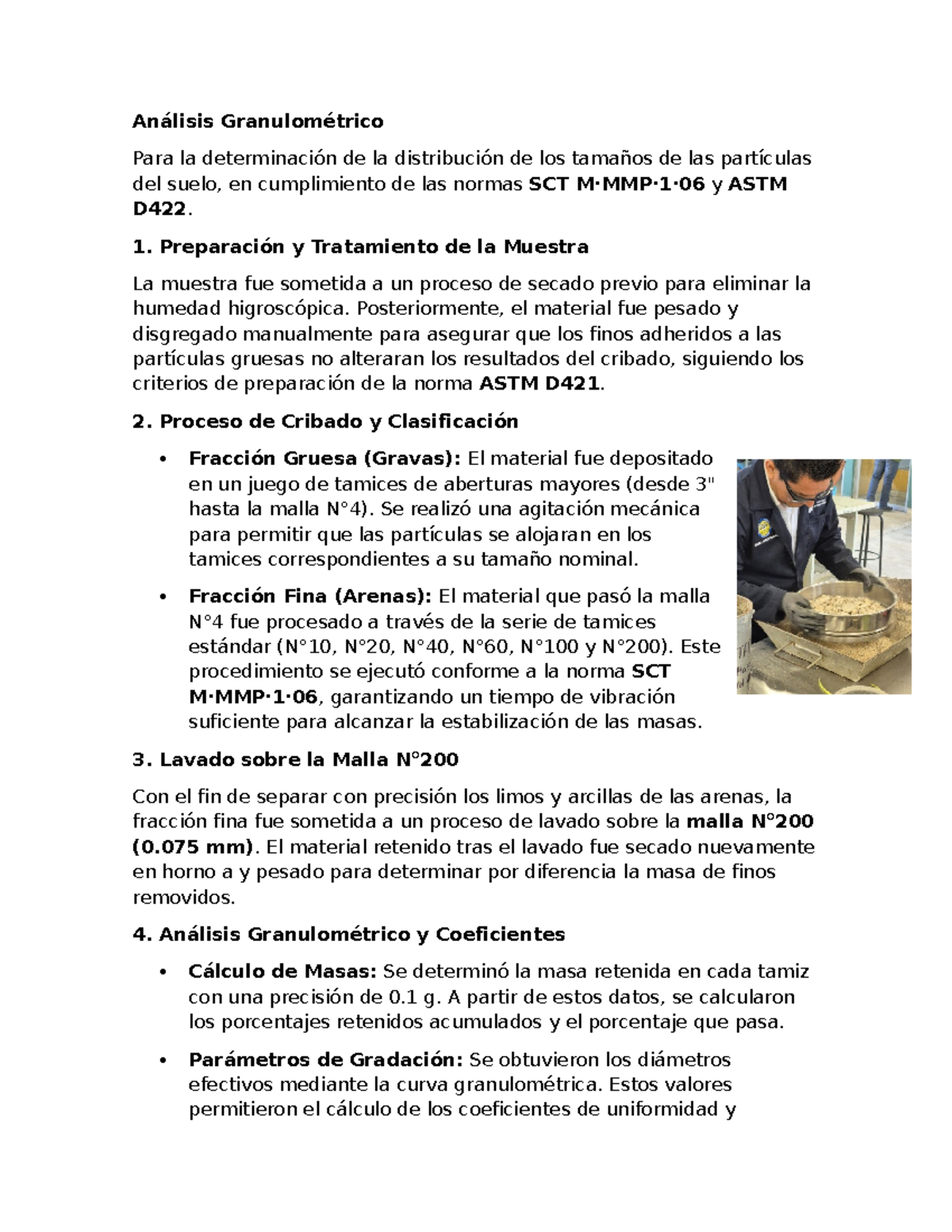 Análisis Granulométrico del Suelo según Normas SCT y ASTM D422 - Studocu