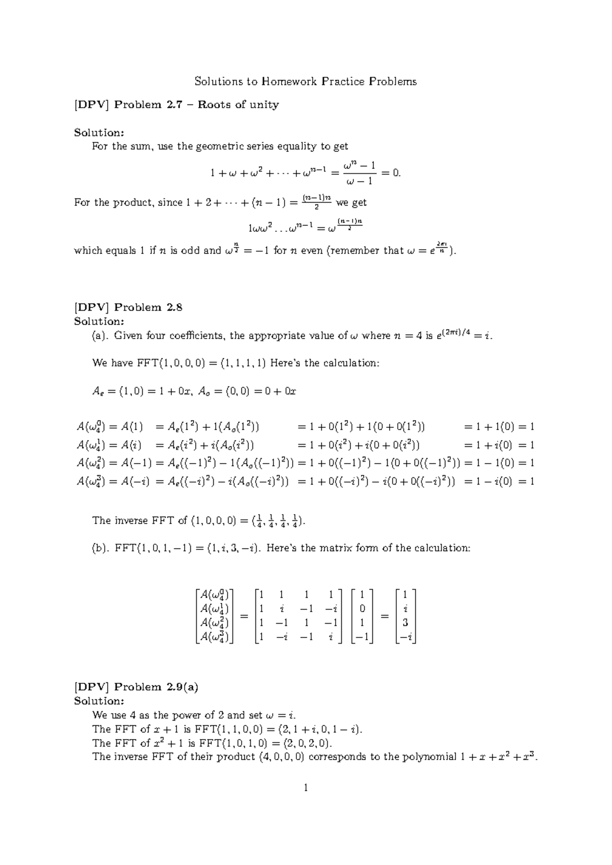 HW3 practice solutions V1 - Solutions to Homework Practice Problems [DPV] Problem 2 – Roots of ...
