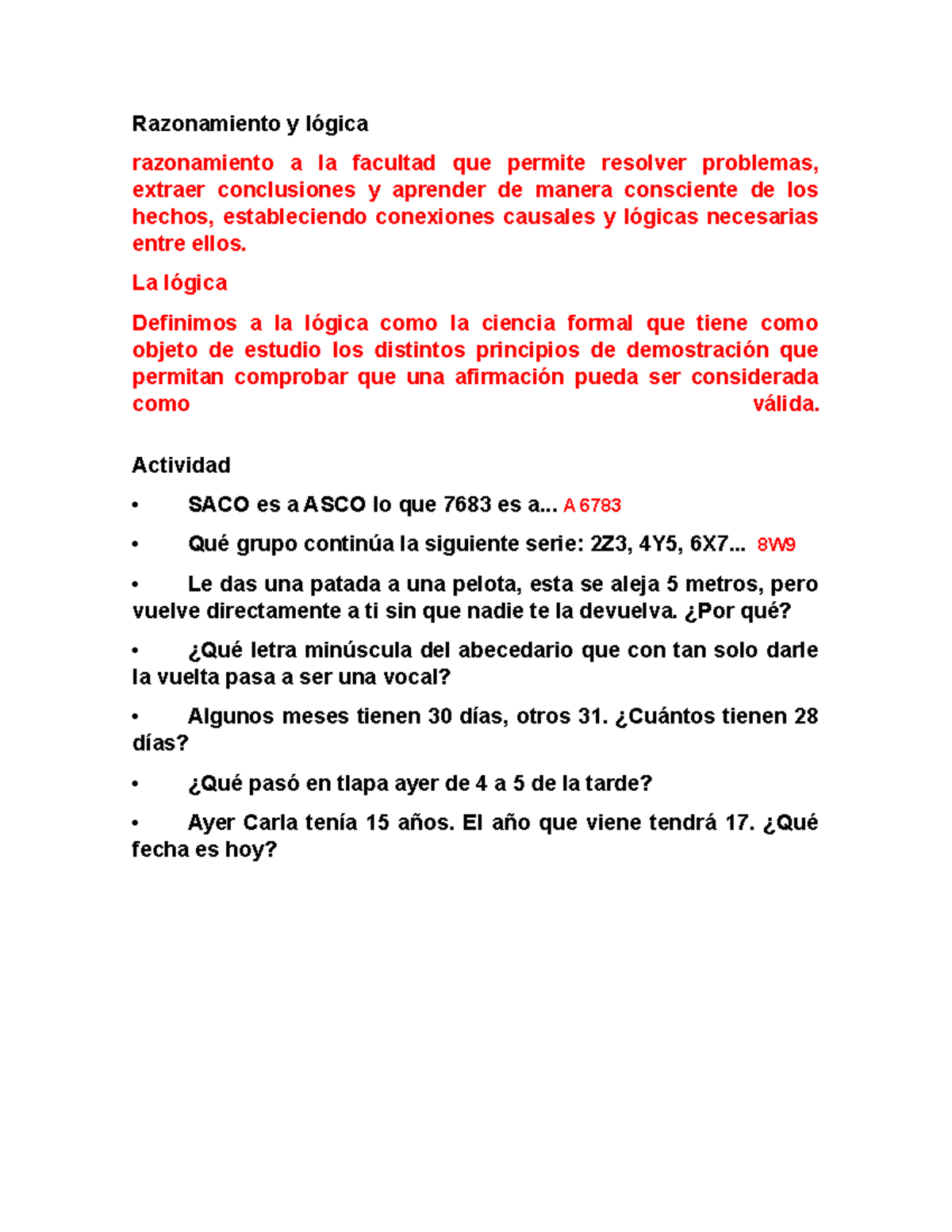 Razonamiento y lógica - Razonamiento y lógica razonamiento a la ...