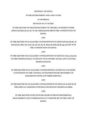 Sample Plaint - REPUBLIC OF KENYA IN THE HIGH COURT AT MERU CIVIL SUIT ...