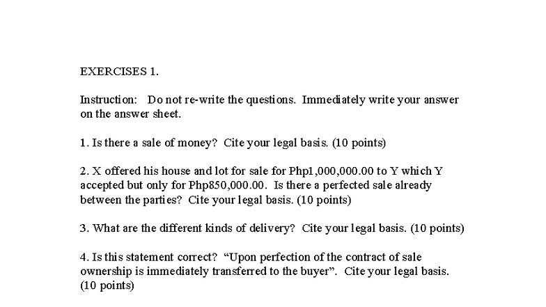 Exercises 1: Legal Concepts and Questions - URF Activity - Studocu