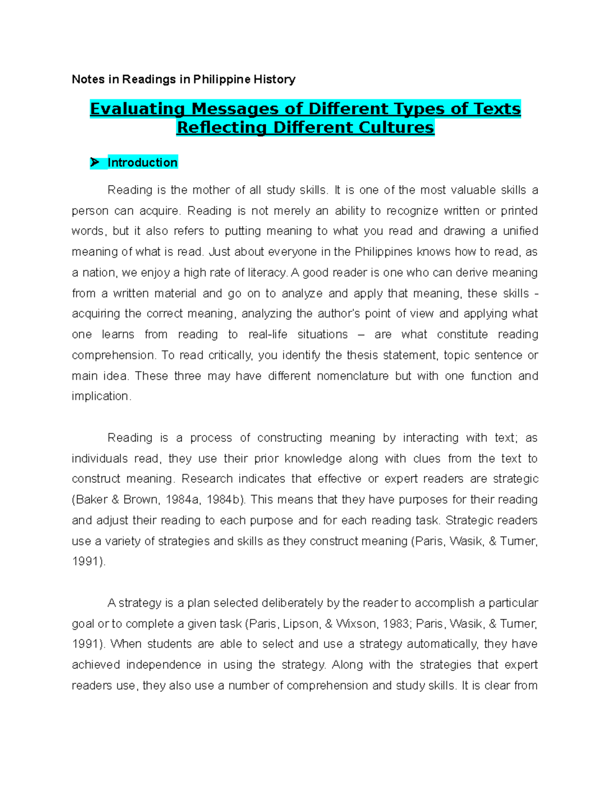 Evaluating Messages of Different Types of Texts Reflecting Different ...