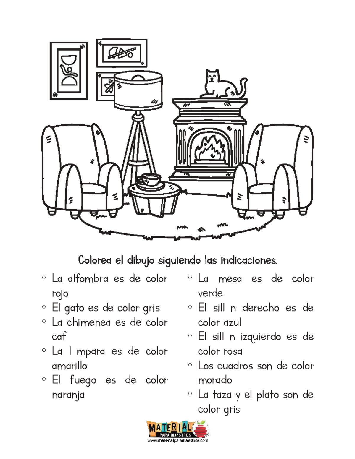 Colorea los dibujos siguiendo las indicaciones de colores y formas ...
