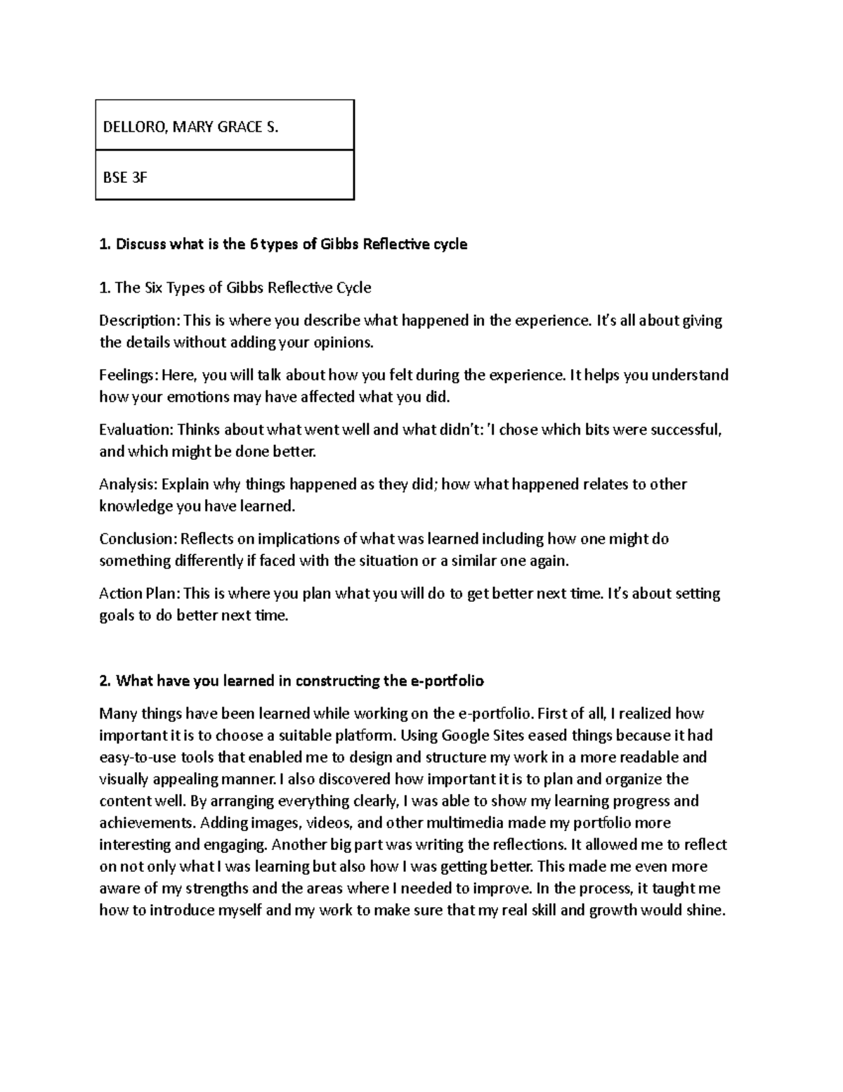 BSE 3F Assignment: Understanding the Six Types of Gibbs Reflective ...