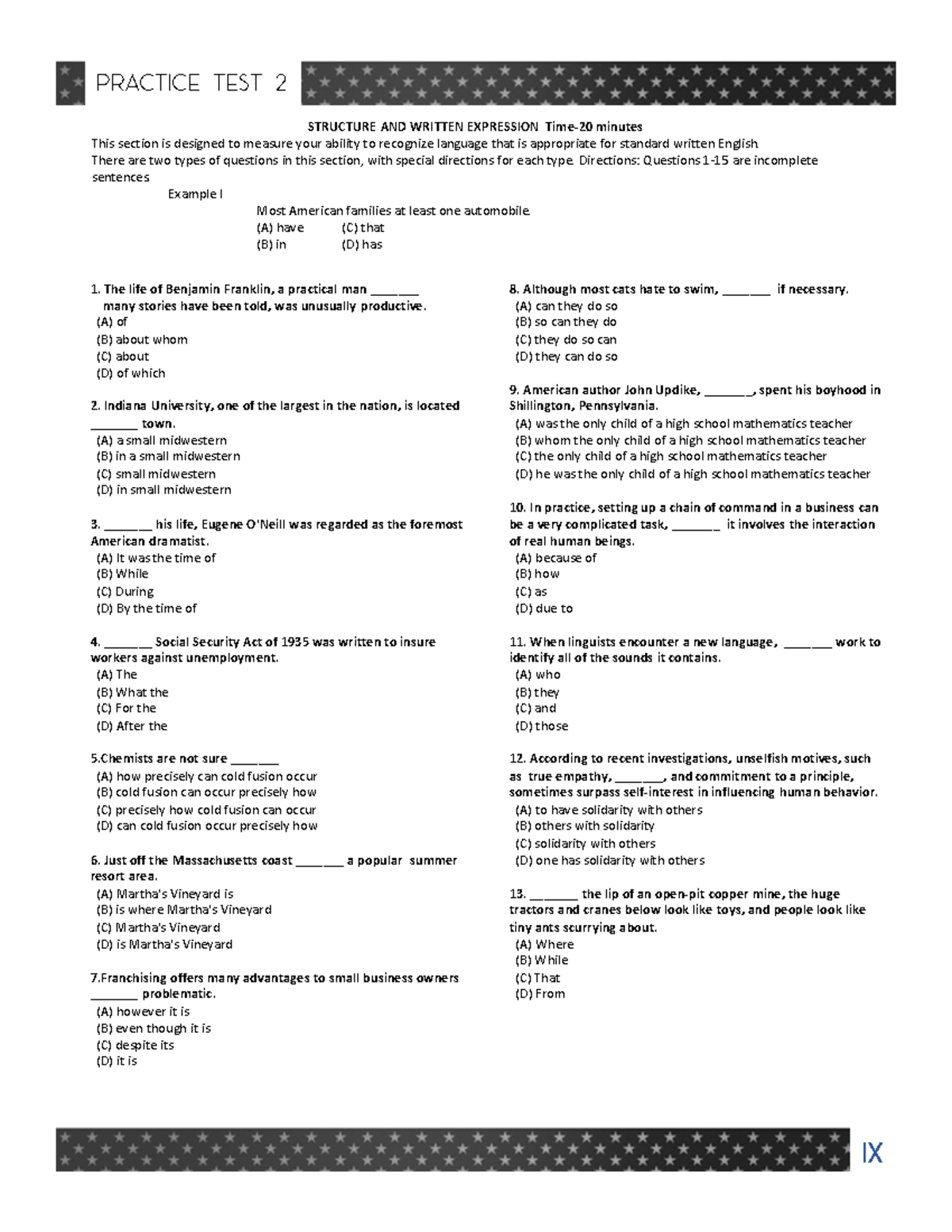 Test 2 Review for English Structure & Expression (ENG 101) - Studocu